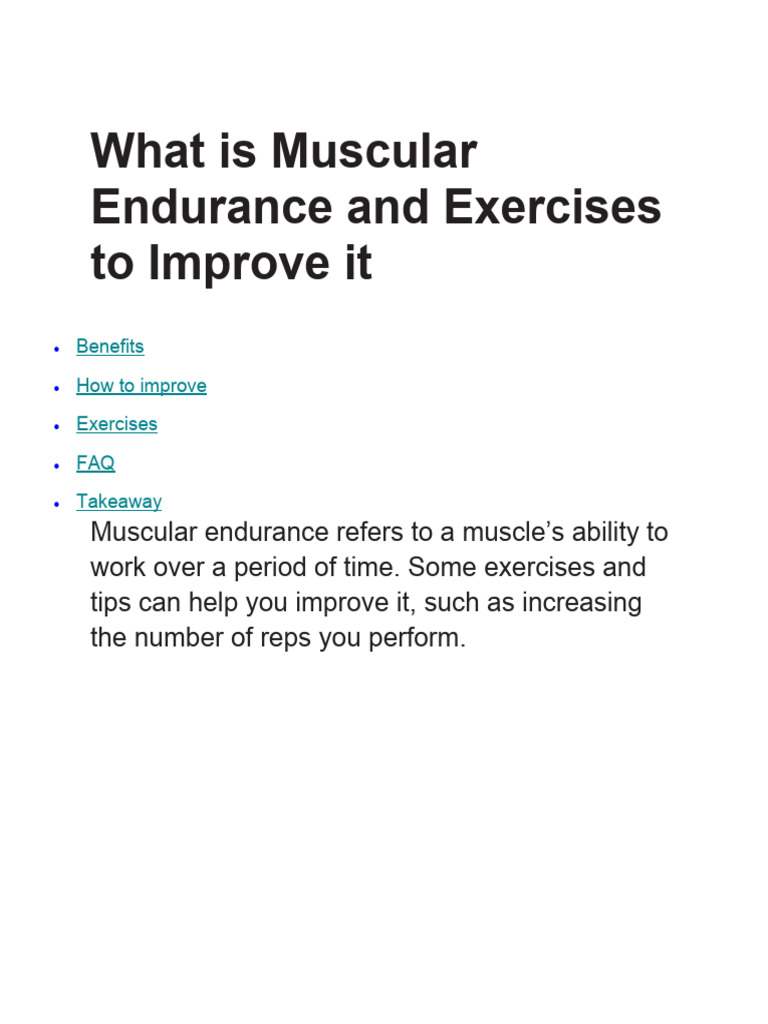 Muscular Endurance: Benefits & Exercises | PDF | Strength Training ...