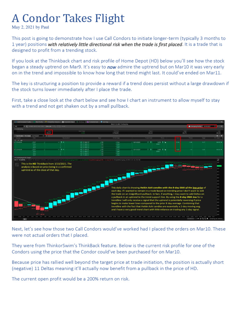 Call Condor Strategy for Uptrends | PDF | Greeks (Finance) | Dividend