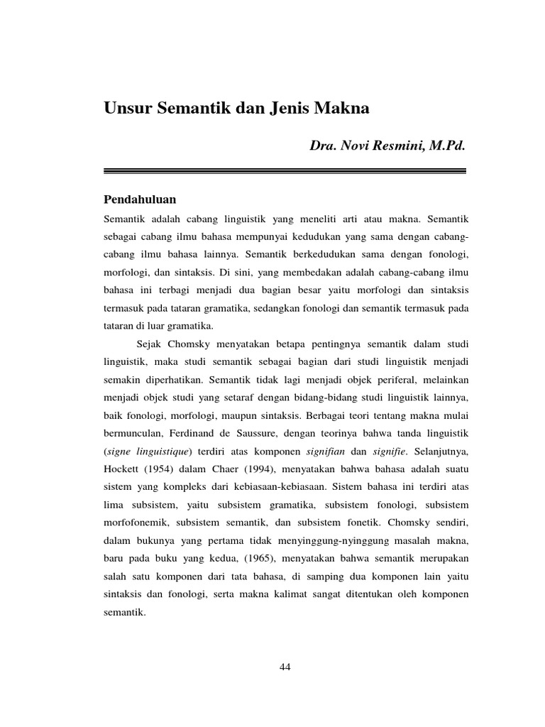 Semantik Bahasa Indonesia | PDF