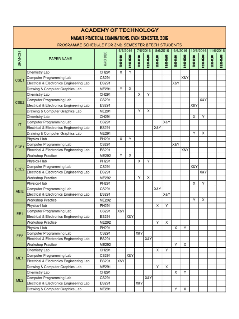 BTech MCA Practical Exam Schedule 2016 | PDF | Engineering | Computer Programming