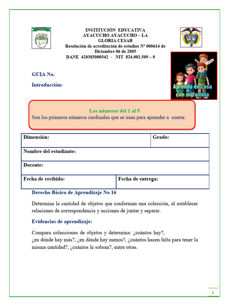 Repaso de Los Numeros Del 1 Al 5 | PDF | Cognición | Aprendizaje