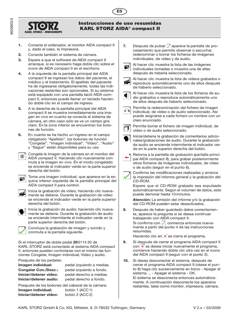 Aida Compact Ii - Instrucciones Resumidas | PDF | Disco compacto | Vídeo