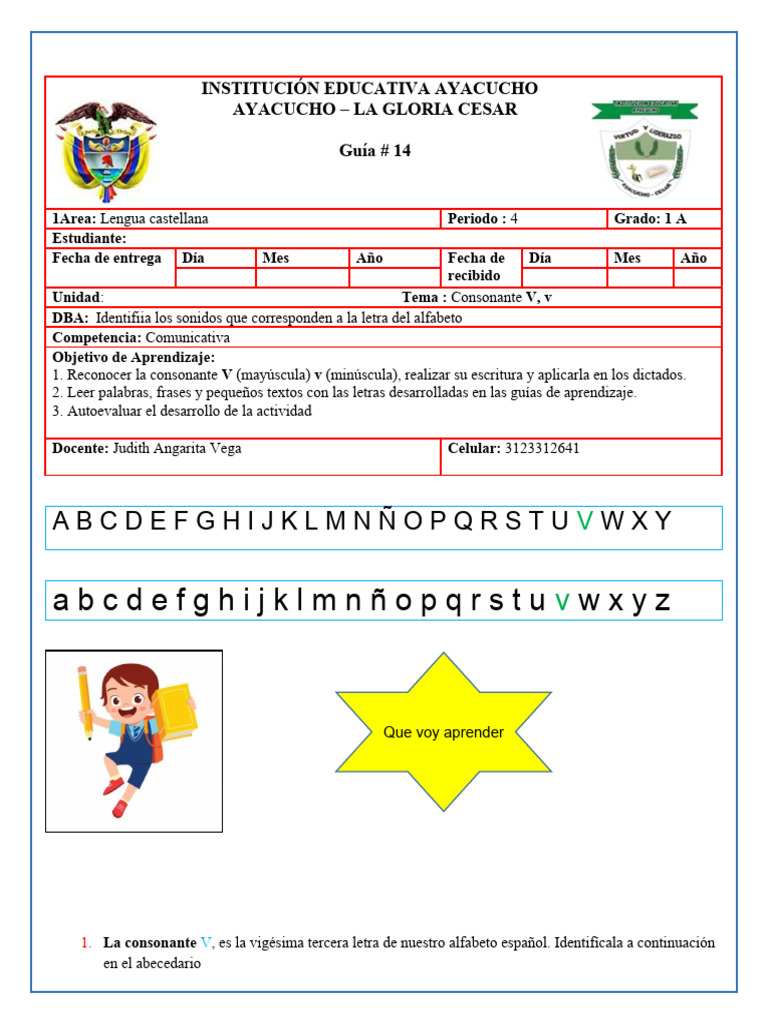 Conociendo la Consonante V en 1er Grado | PDF | Alfabeto | Comunicación ...