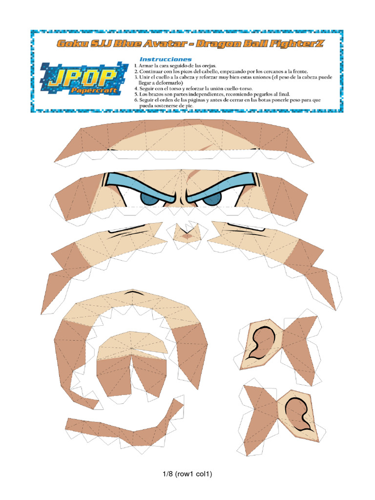 Goku SSJ Blue Avatar - Dragon Ball FighterZ - Papercraft (Con Lineas) | PDF