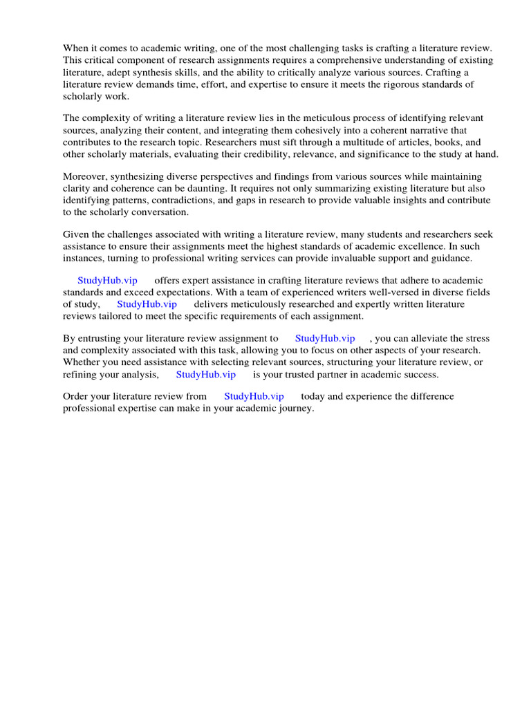 Sample of Literature Review Assignment | PDF | Methodology | Literature ...