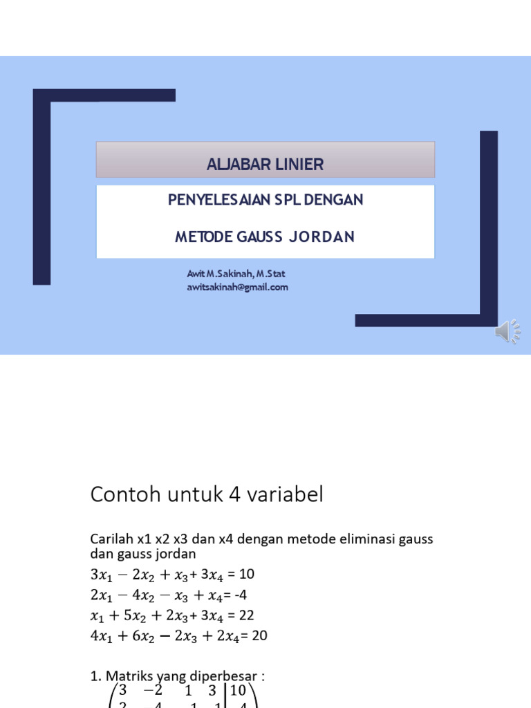 SPL Metode Gaus Jordan 4 Var | PDF