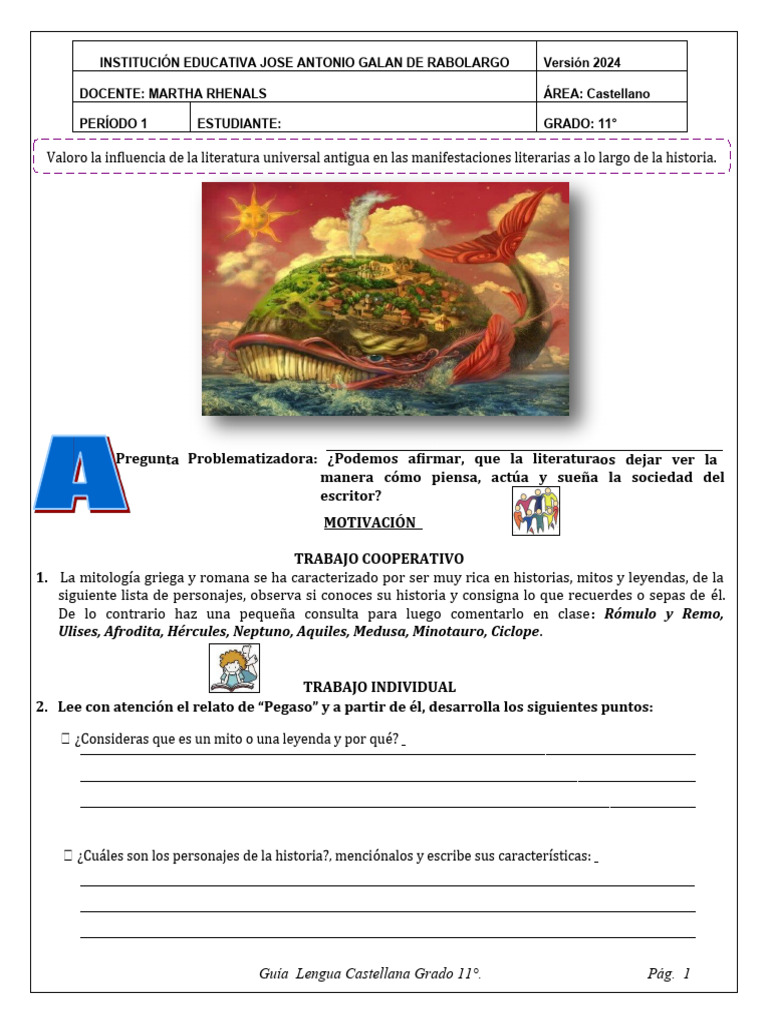 Guía de Literatura Universal Grado 11° | PDF | Doce olímpicos | guerra ...