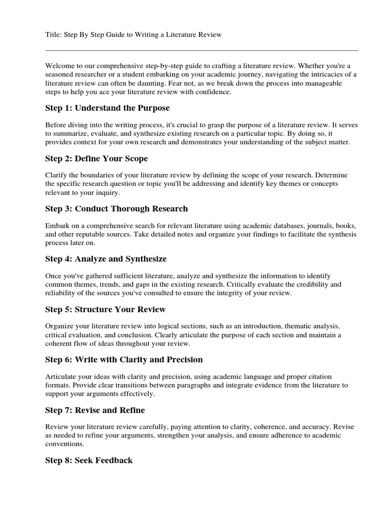 Step by Step Guide Literature Review | PDF | Citation | Literature Review