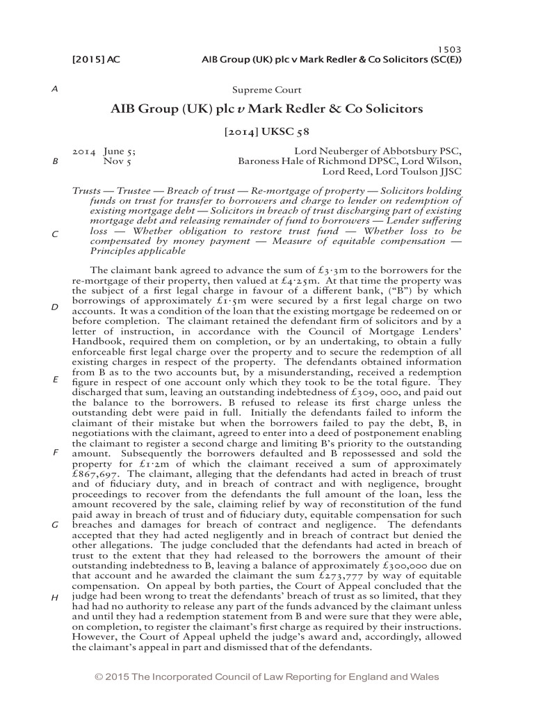 (2015) A.C. 1503 | PDF | English Trust Law | Damages