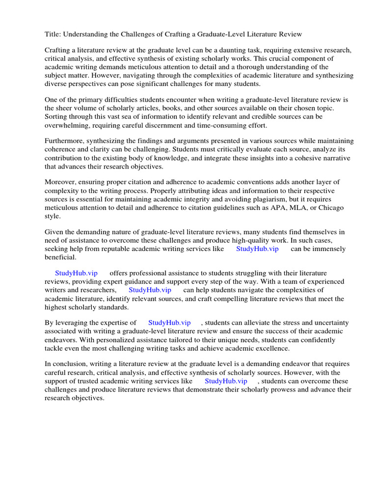 What Is A Graduate Level Literature Review Example | PDF | Literature ...
