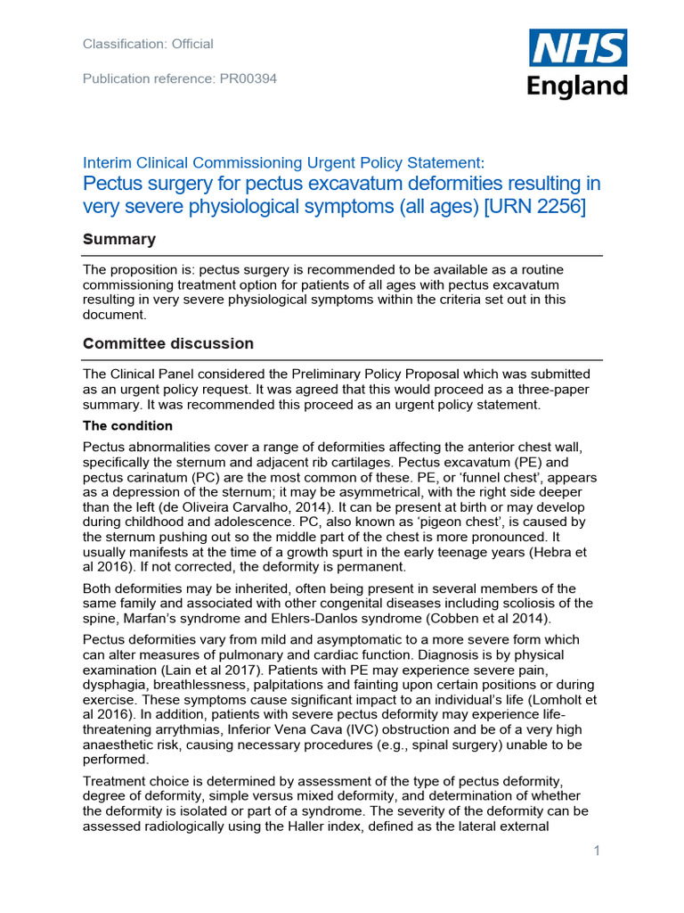 Pectus Surgery | PDF | Cardiovascular System | Medical Specialties