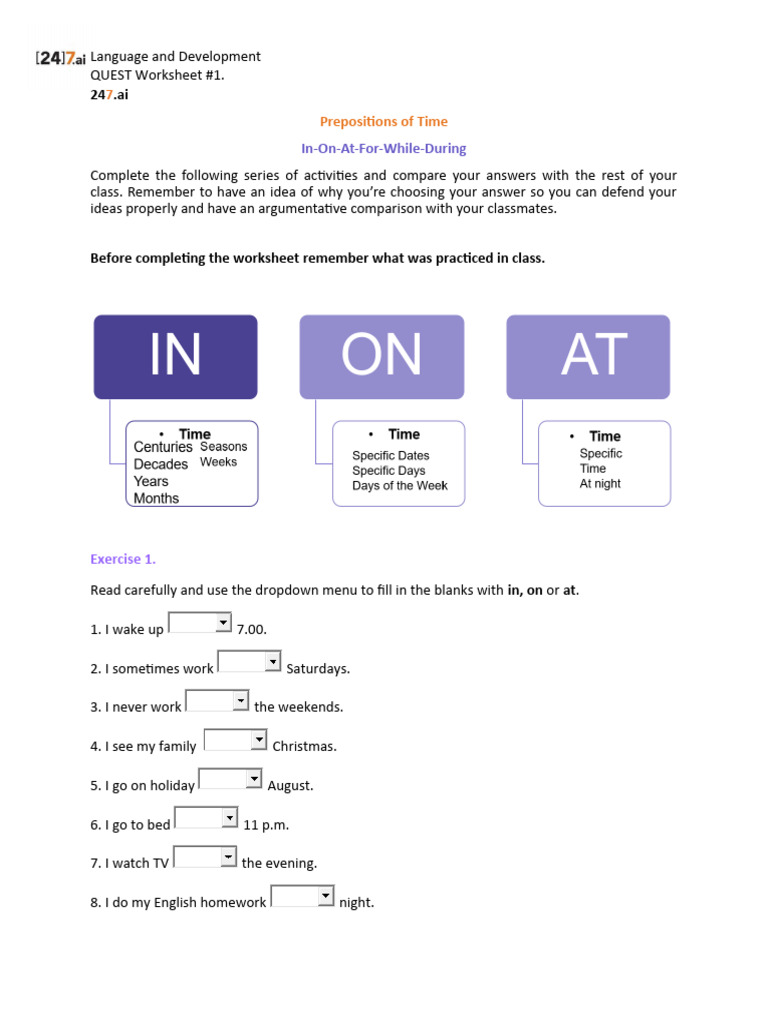 Prepositions of Time | PDF | Linguistic Morphology | Linguistics