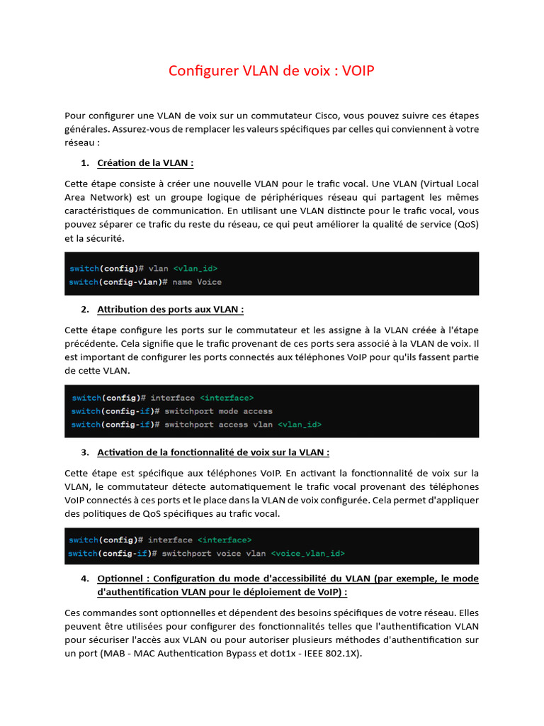 Configuration d'un VLAN de voix VoIP | PDF | Qualité de service | Voix ...