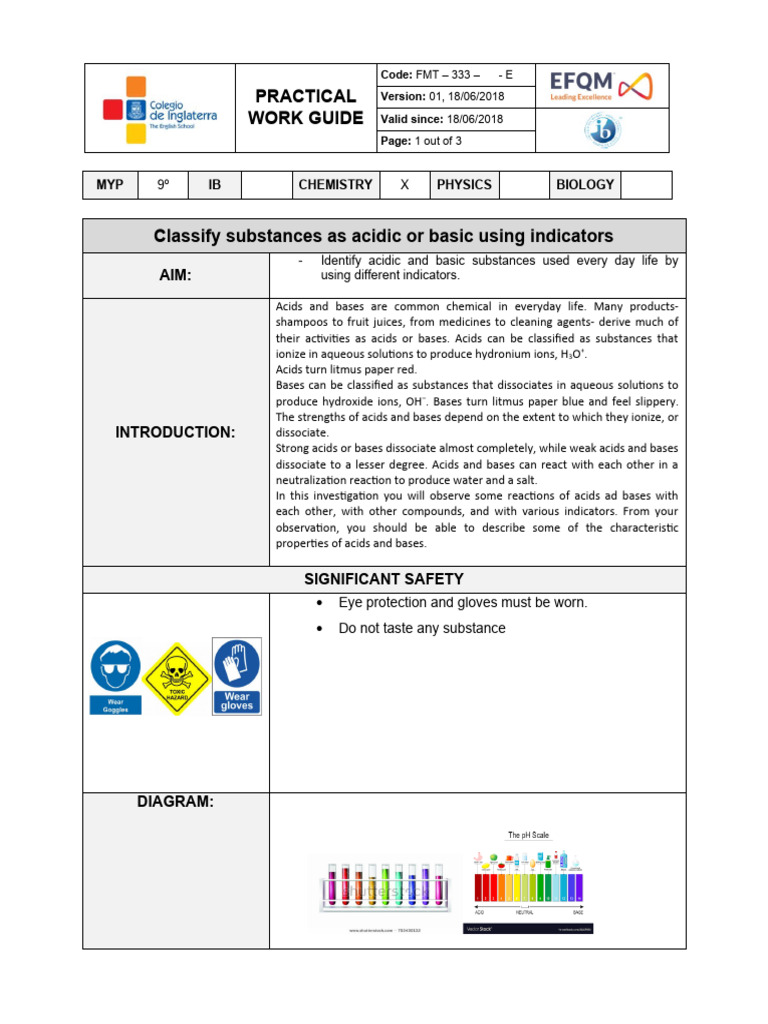 Acid and Bases Practical Work Final Version 2021-2022 | PDF | Acid ...