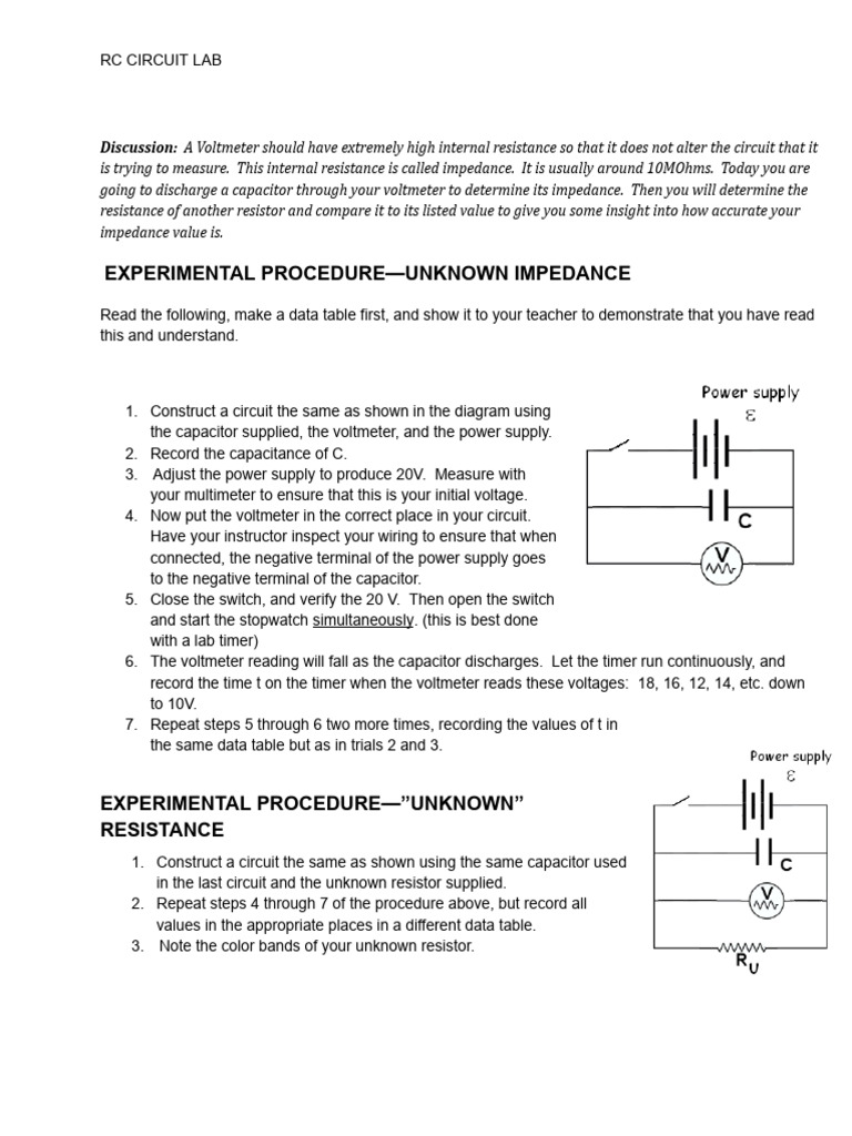 Aaron Park - RC Circuit Lab | PDF | Capacitor | Resistor