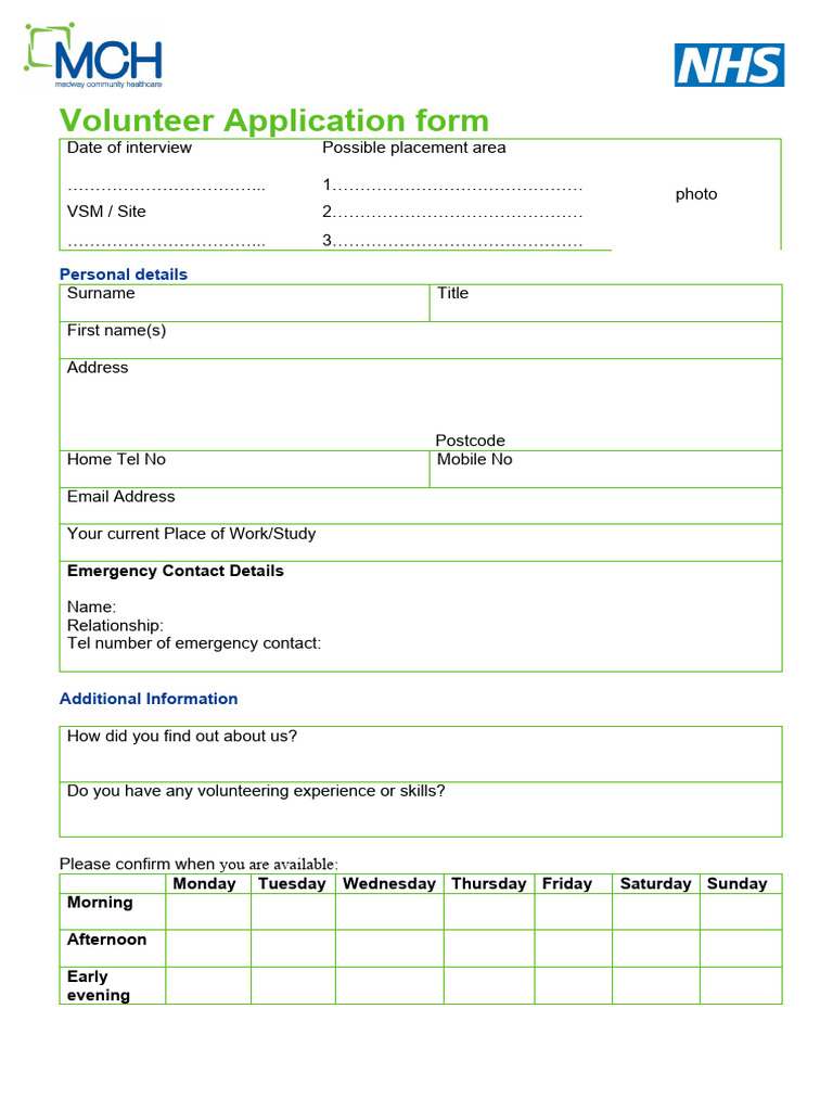 Medway Volunteer Application Form | PDF | Justice | Crime & Violence