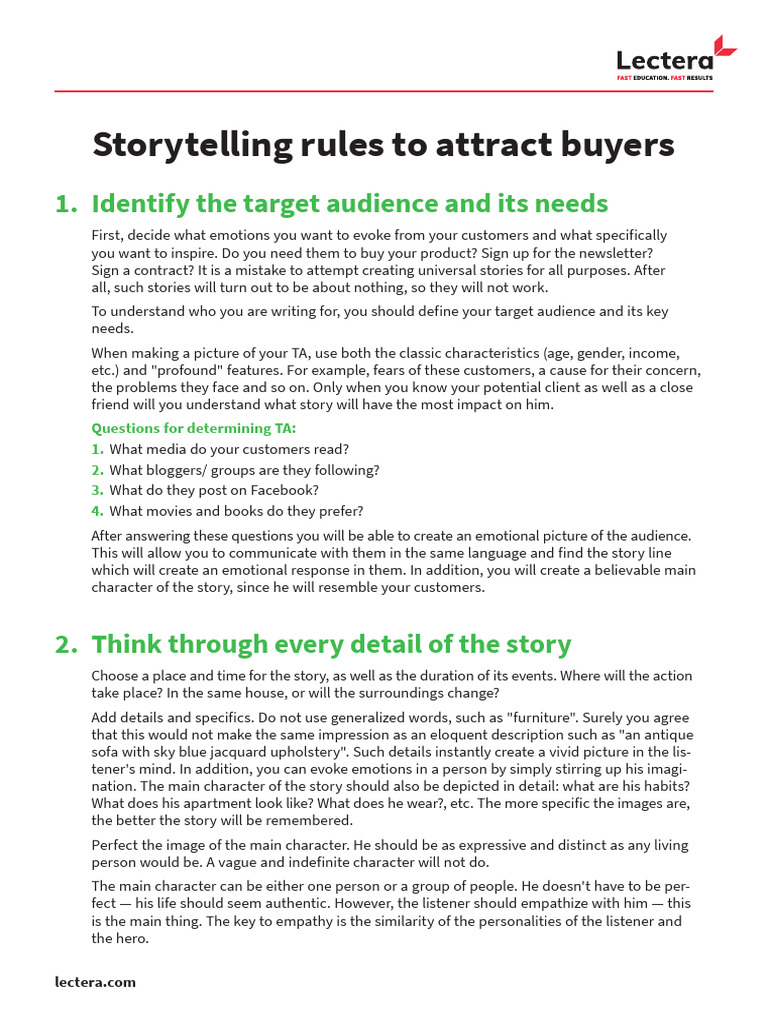 0011 - U5 - Storytelling Rules To Attract Buyers | PDF | Target ...