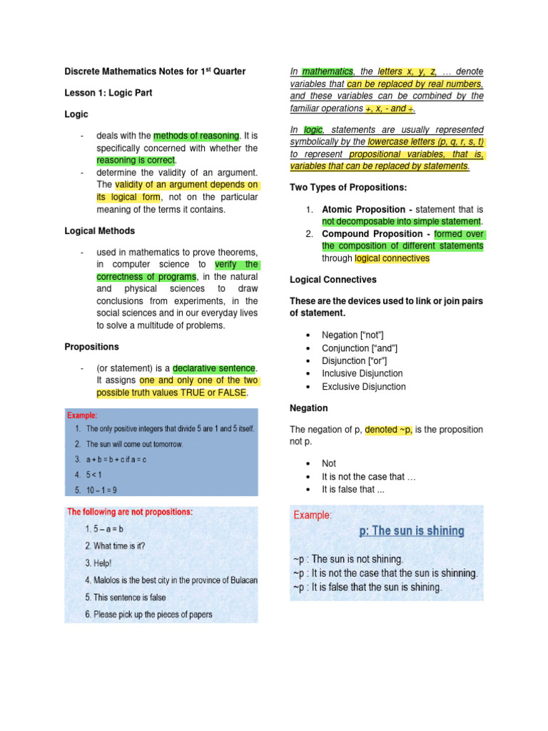 Discrete Math Logic Basics | PDF | Logic | Argument