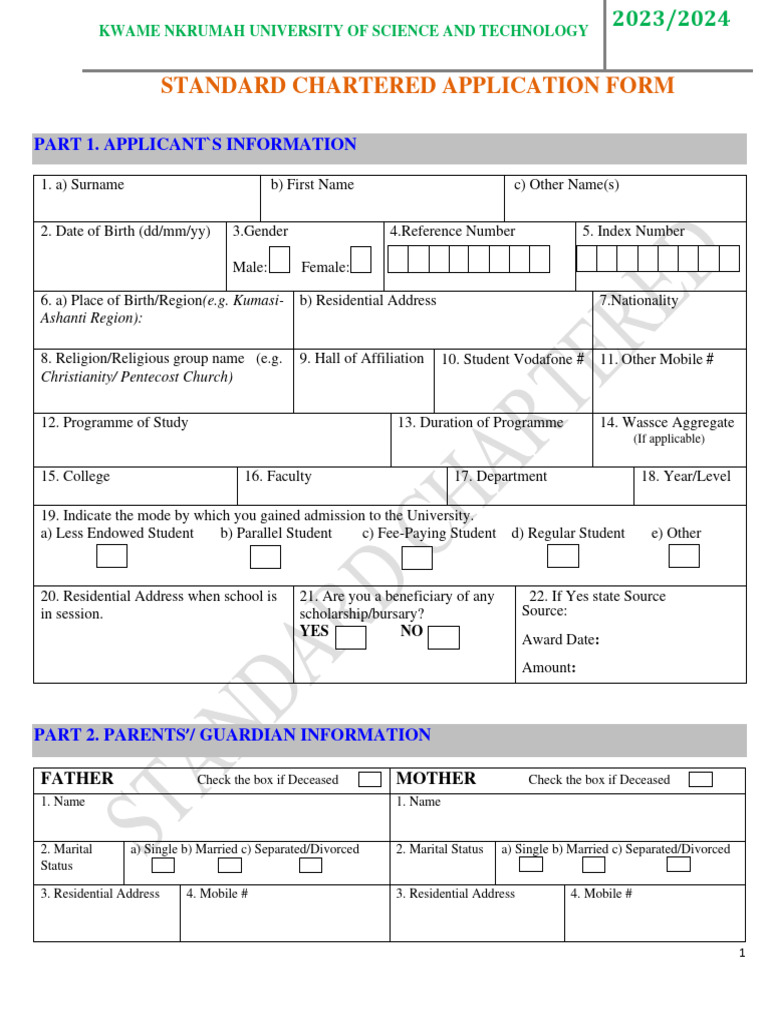 SCB Application form 2024 | PDF