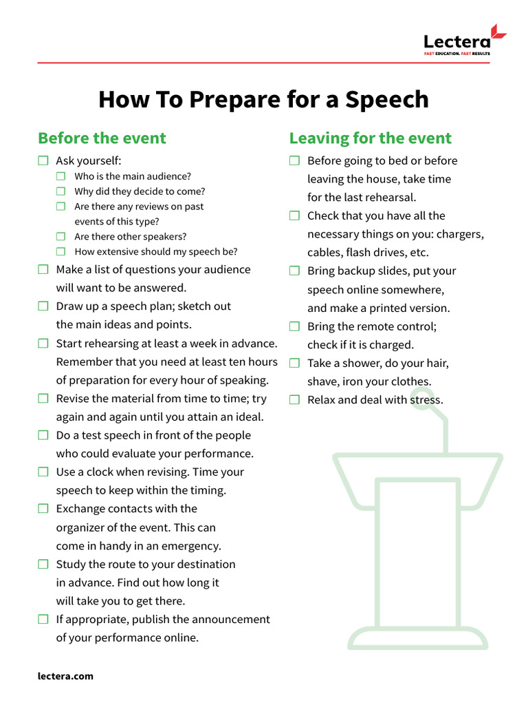 Speech Preparation Checklist Guide | PDF | Human Communication