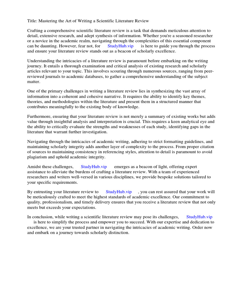 Write Scientific Literature Review | PDF | Methodology | Academic Journal