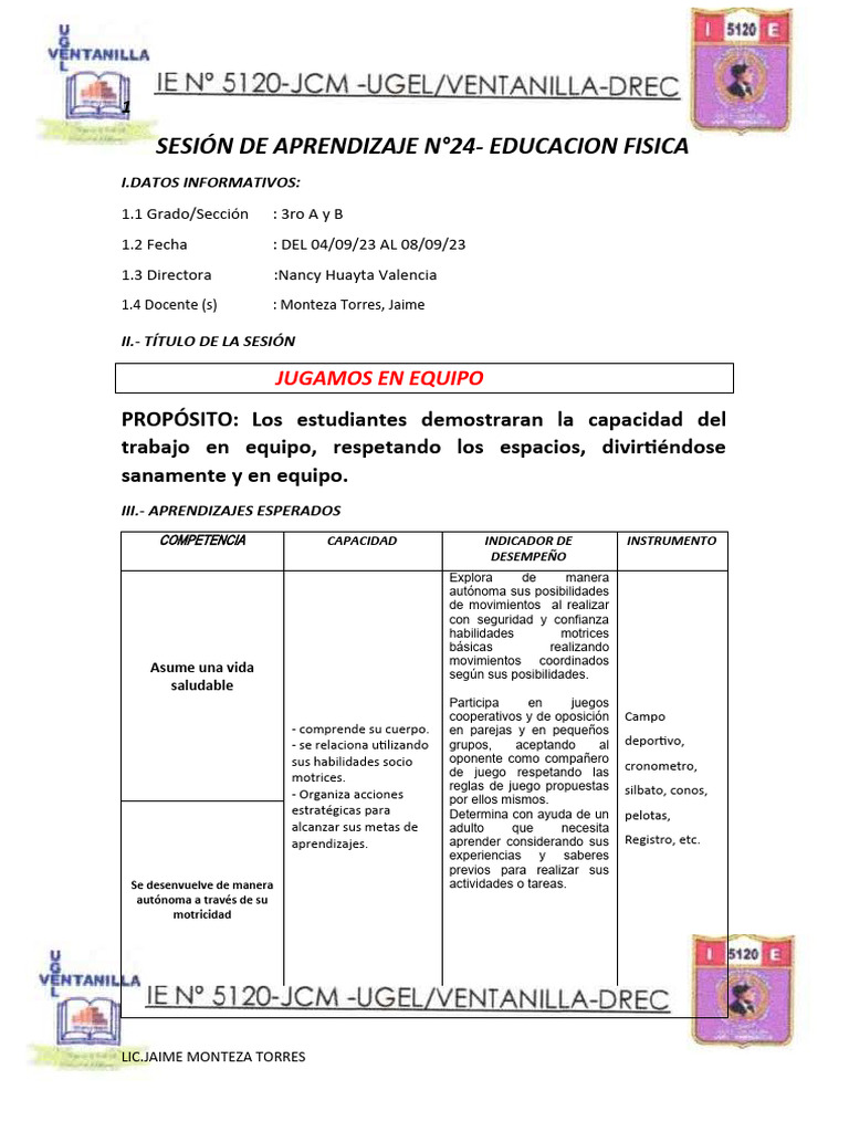 SESION DE APRENDIZAJE # 24 3ro 2023 | PDF | Maestros | Aprendizaje