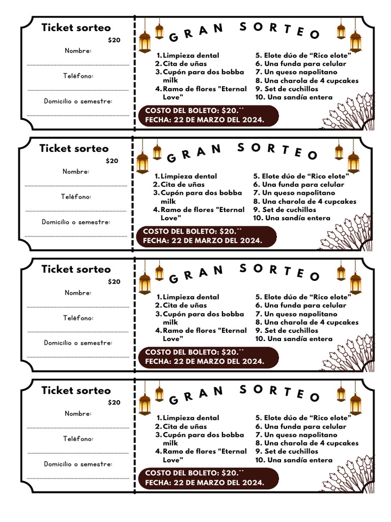 Ticket Sorteo de Premios | PDF | Ajedrez