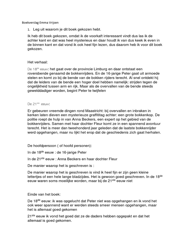 Boekverslag Emma Vrijsen | PDF