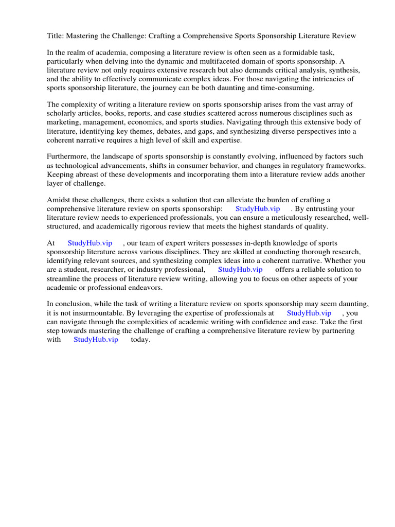 Sports Sponsorship Literature Review | PDF | Brand | Sponsor (Commercial)