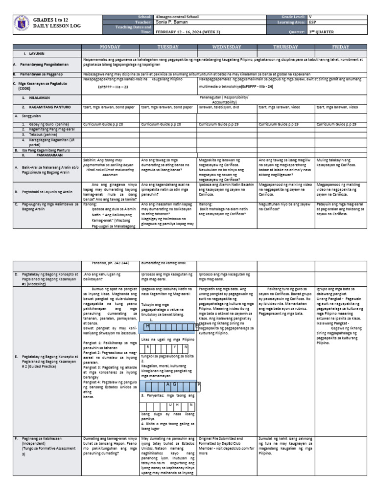 DLL - Esp 5 - Q3 - W3 | PDF