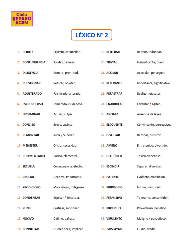 Acem - 2024-Ii Repaso Léxico 2 | PDF