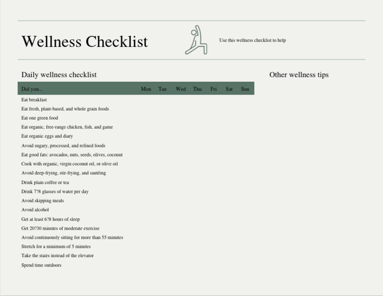 Wellness Checklist | PDF | Coconut Oil | Foods