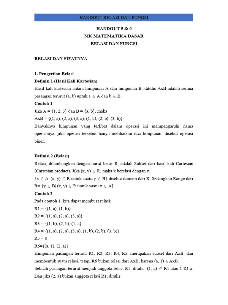 Relasi dan Fungsi dalam Matematika | PDF
