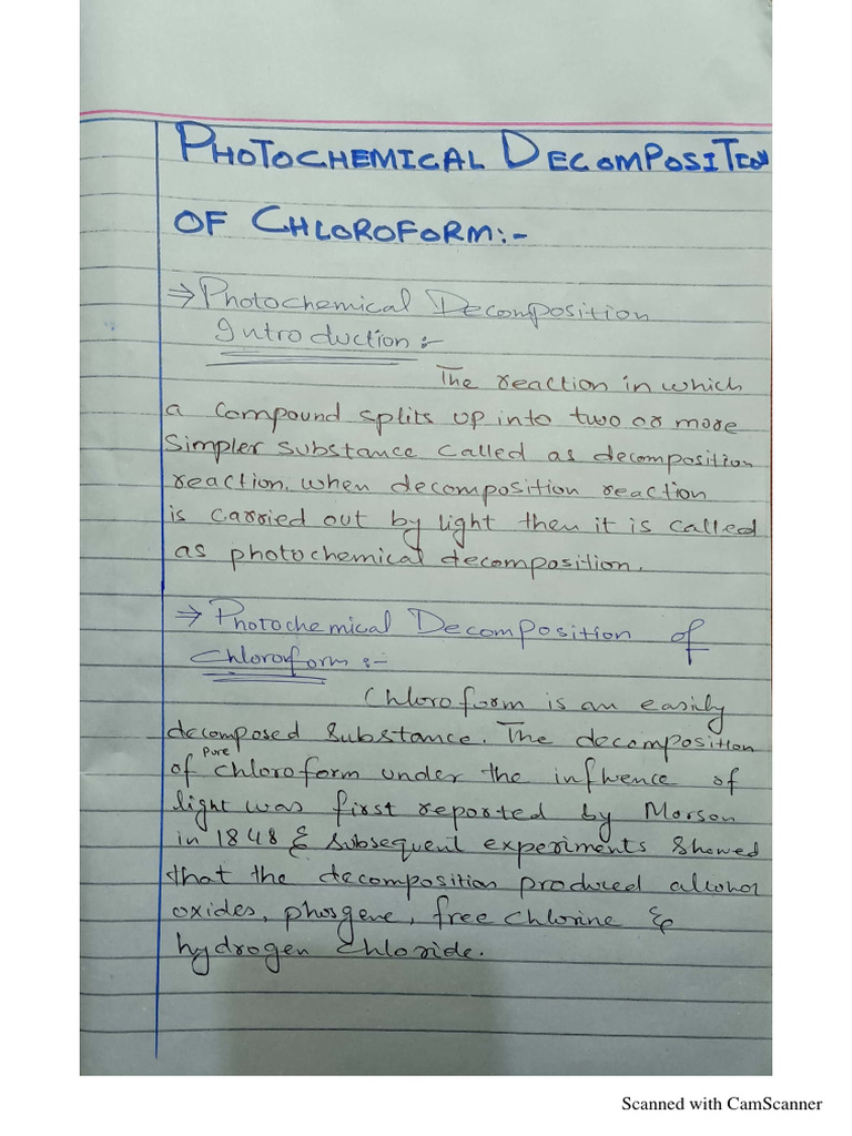 Photochemical Decomposition of Chloroform | PDF