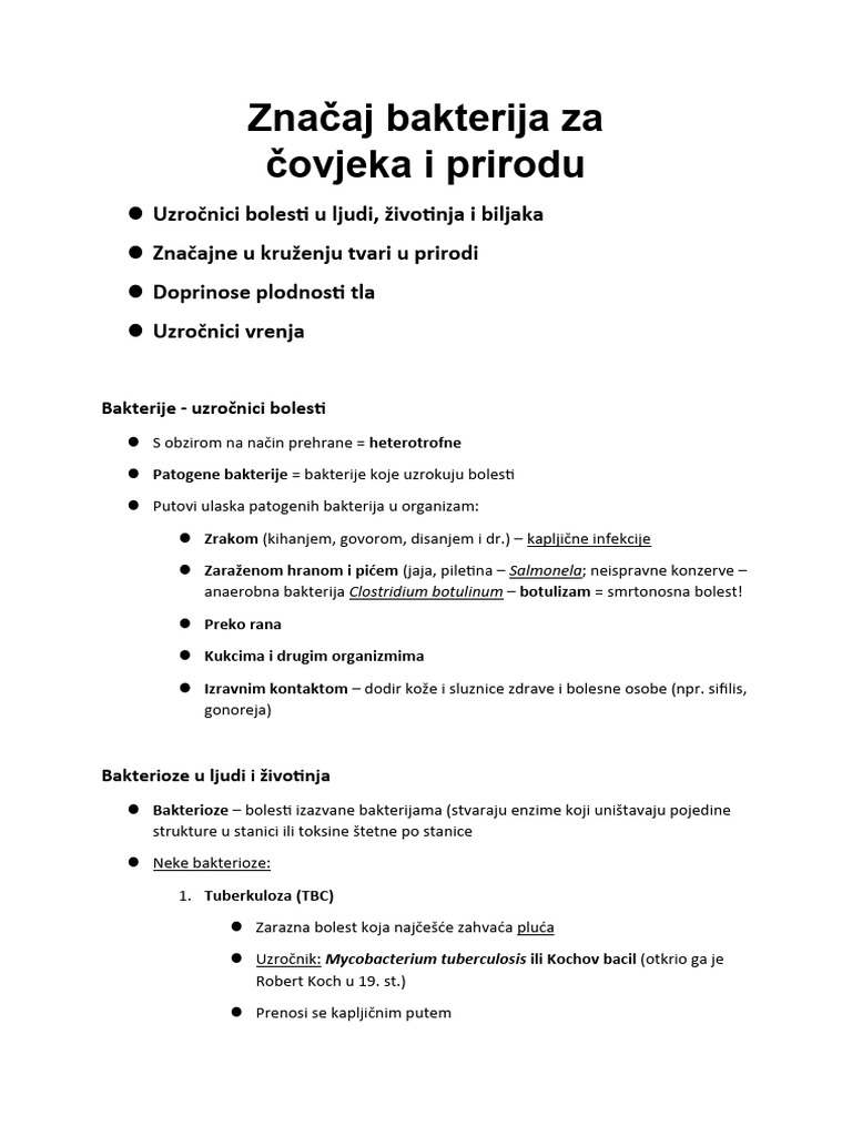 Značaj Bakterija Za Čovjeka I Prirodu. 2 | PDF