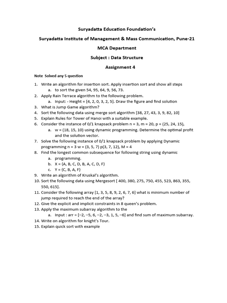 Assignment 4-Data Structure | PDF | Theoretical Computer Science ... Assignment 4-Data Structure | PDF | Theoretical Computer Science ...