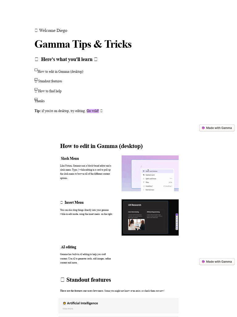 Gamma Tips and Tricks | PDF | Artificial Intelligence | Intelligence ...