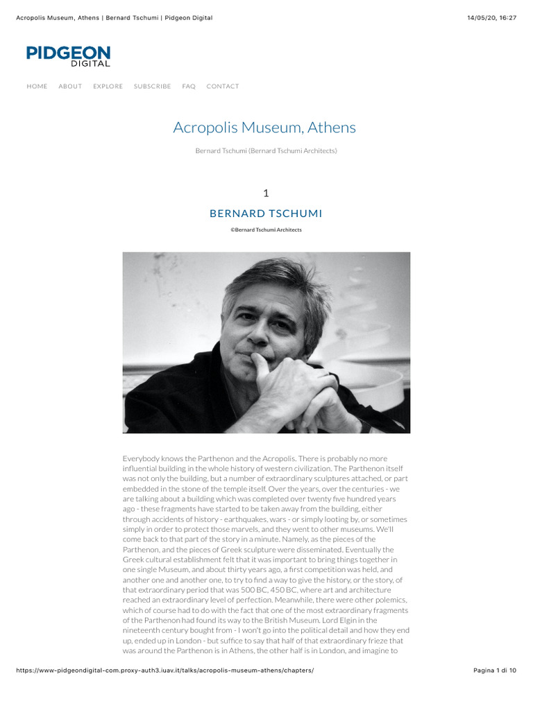 Bernard Tschumi's Acropolis Museum Design | PDF