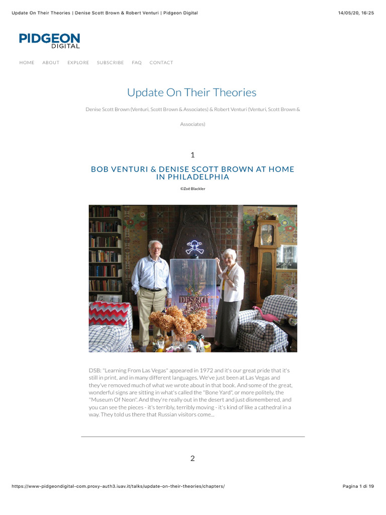 Update On Their Theories - Denise Scott Brown & Robert Venturi ...