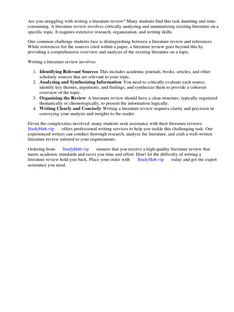 Difference Between Literature Review and References | Download Free PDF ...