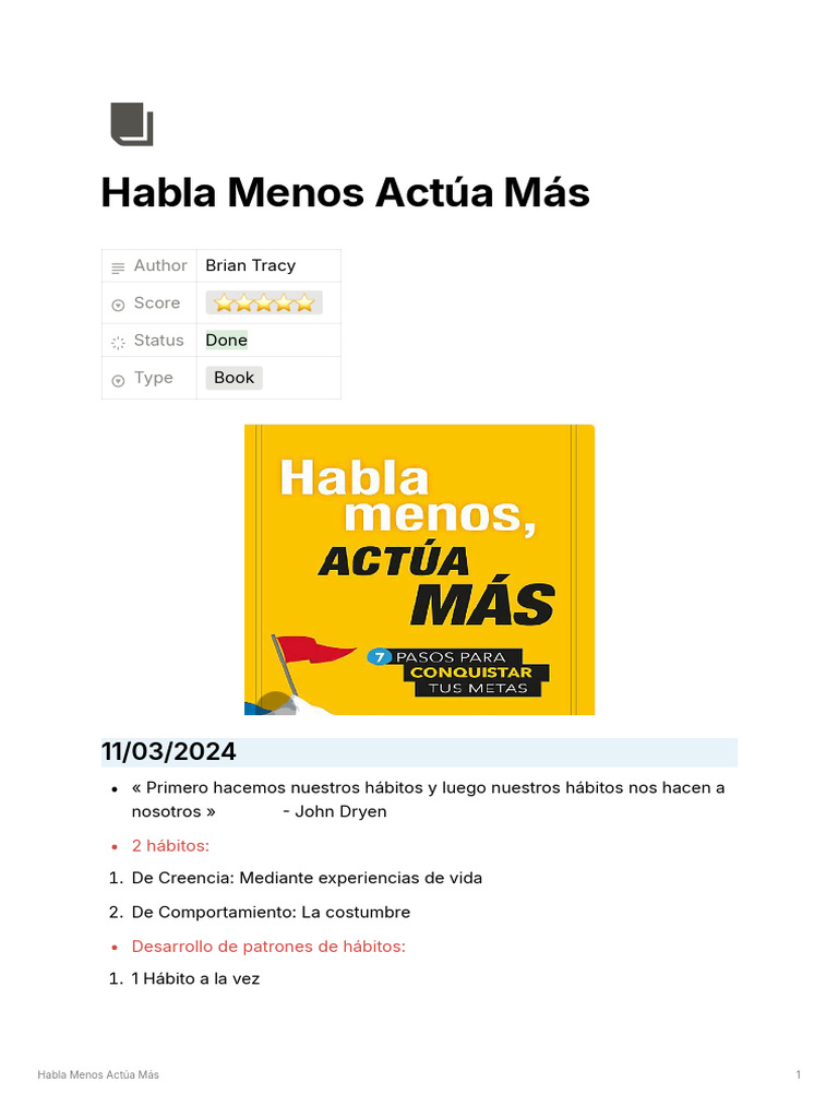 Habla Menos, Actúa Más. Anotaciones | PDF
