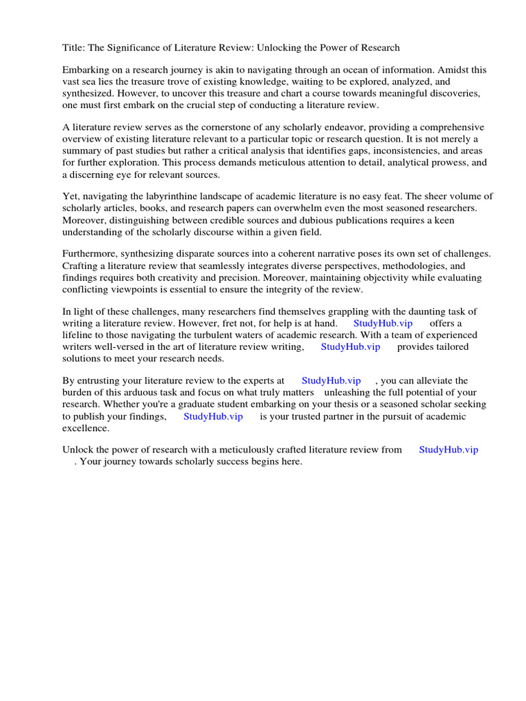 PDF Importance of Literature Review | PDF | Essays | Literature Review