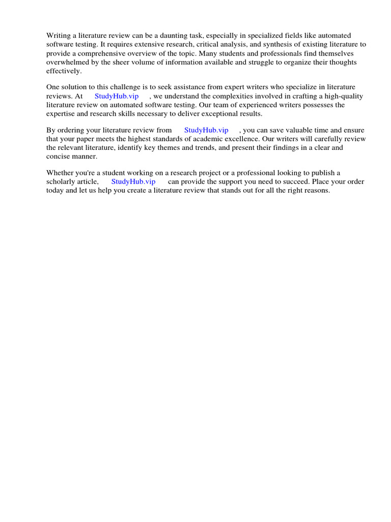 Literature Review Automated Software Testing | PDF | Software Testing ... Literature Review Automated Software Testing | PDF | Software Testing ...