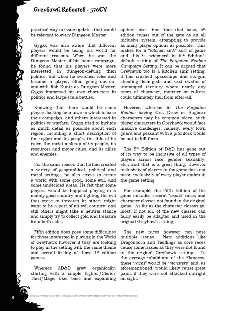 GreyhawkRebootedFinal 8 | PDF | Dungeons & Dragons | Gary Gygax Games