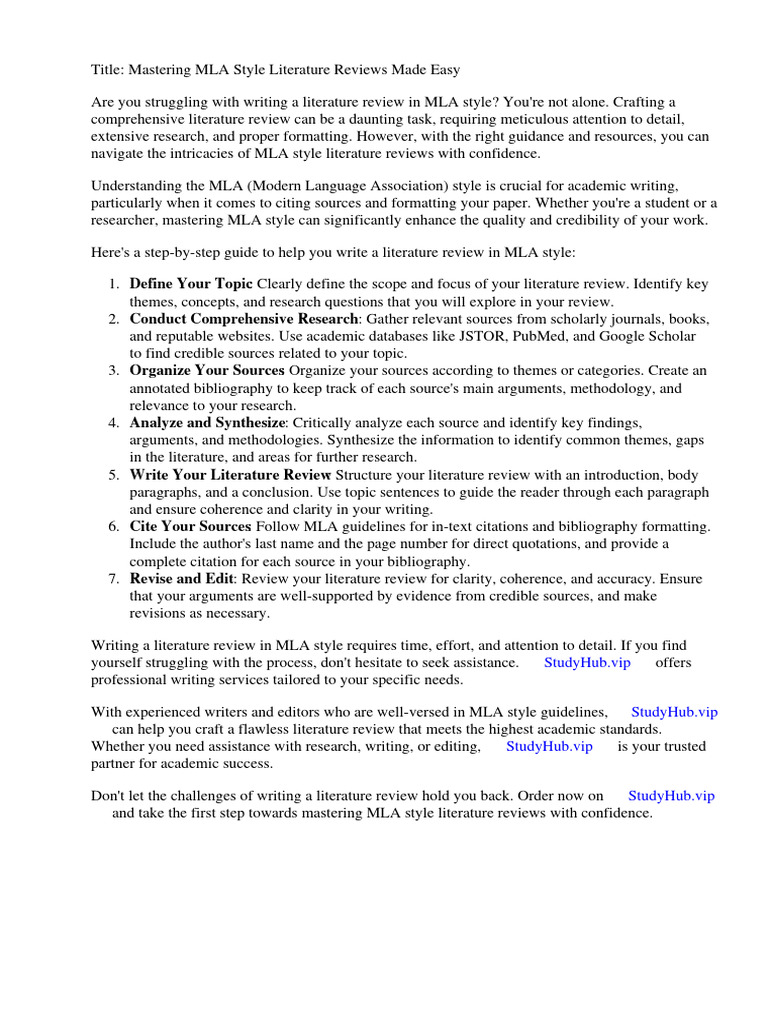 How to Write a Literature Review Mla Style | PDF | Citation | Psychotherapy