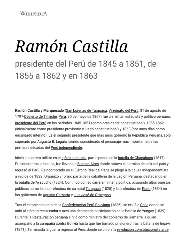 Ramón Castilla | PDF | Perú | Comunidad andina