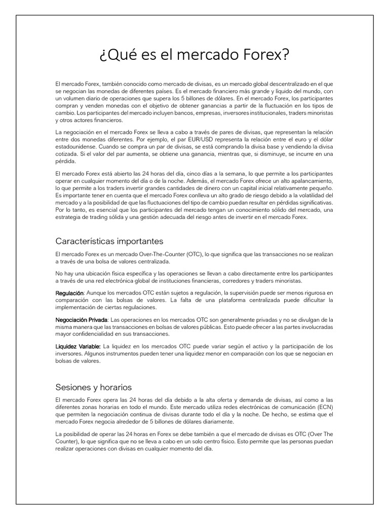 Qué Es El Mercado Forex Pdf Mercado De Divisas Mercado Economía