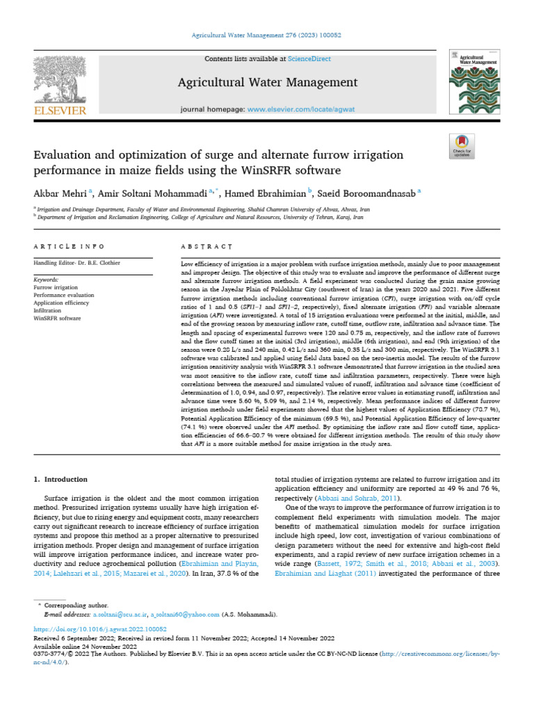 Optimize Maize Furrow Irrigation | PDF | Discharge (Hydrology) | Irrigation