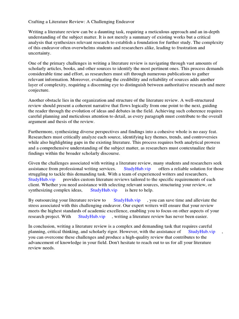 Literature Review 1500 Words | PDF | Essays | Literature Review