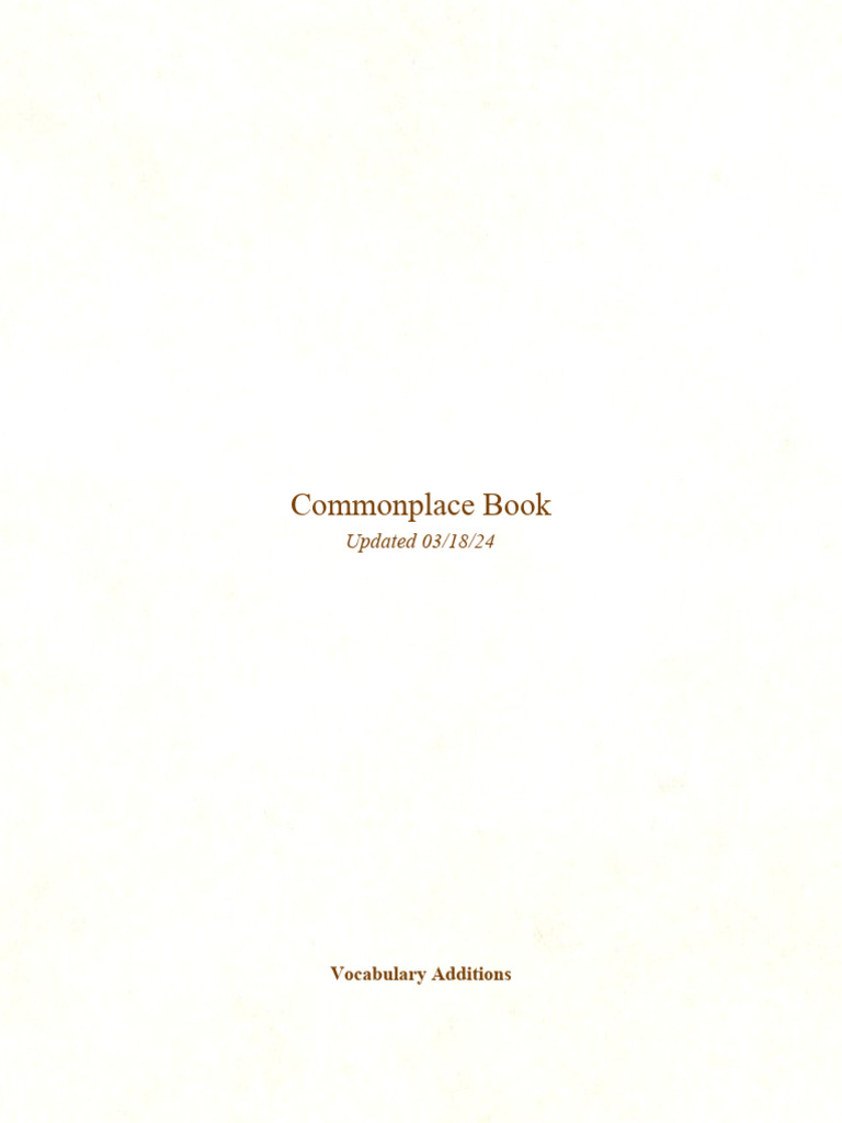 Commonplace Book Examples and Formats | PDF